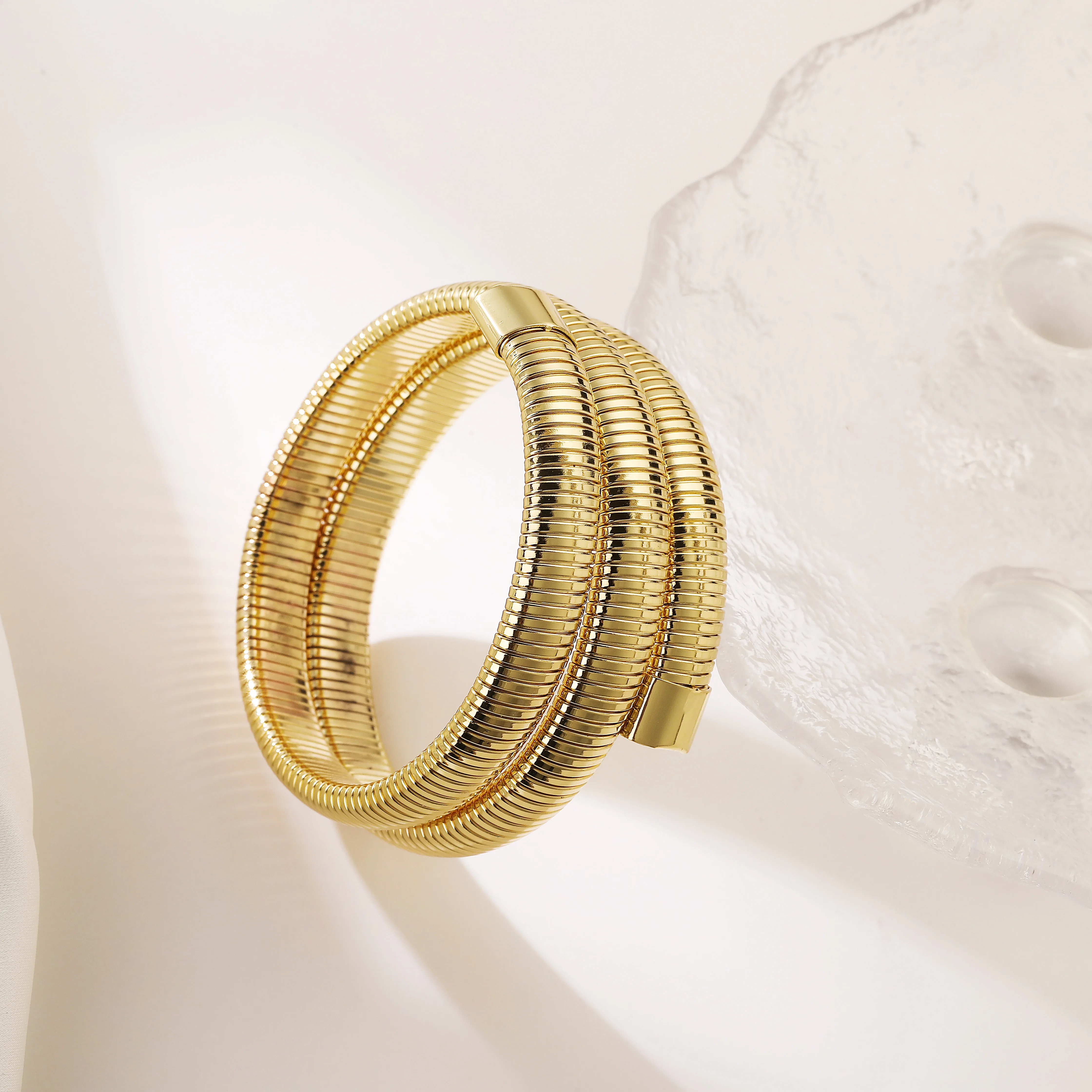 HECHENG-18k-Gold-Plated-Stainless-Steel-Bracelet-Vintage-Elastic-Gypsy ...