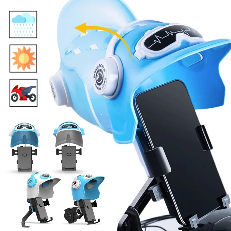Universal-Waterproof-Phone-Holder-Stand-with-Sunshade-Helmets-Rotatable ...