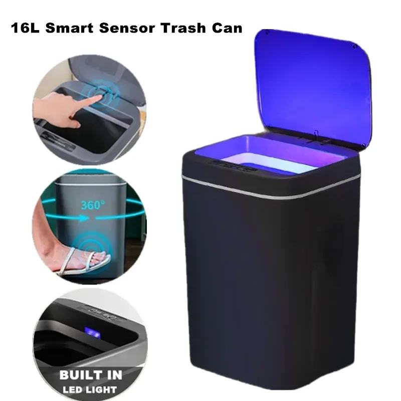 16L-Automatic-Sensor-Trash-Can-Smart-Bin-Electric-Touchless-Waterproof-Bucket-Garbage ...