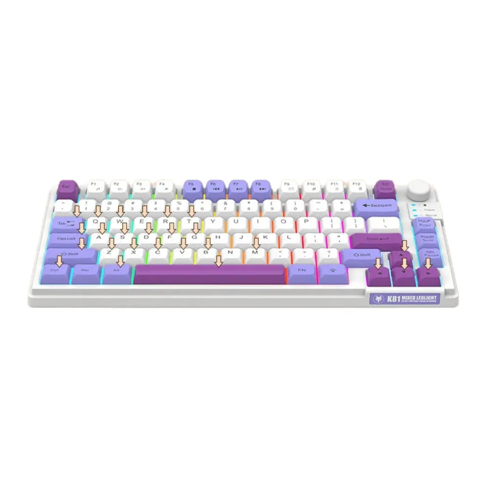 XUNFOX-K81-Keyboard-Triple-Patchwork-MDA-Ball-Cap-Wired-USB-Illuminated ...