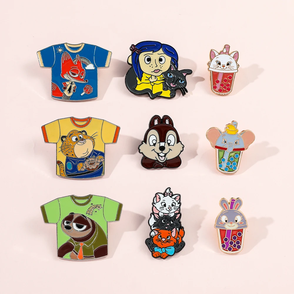 Zootopia-Coraline-Enamel-Pins-Cute-Chip-Judy-Sloth-Badge-Cartoon-Stitch ...