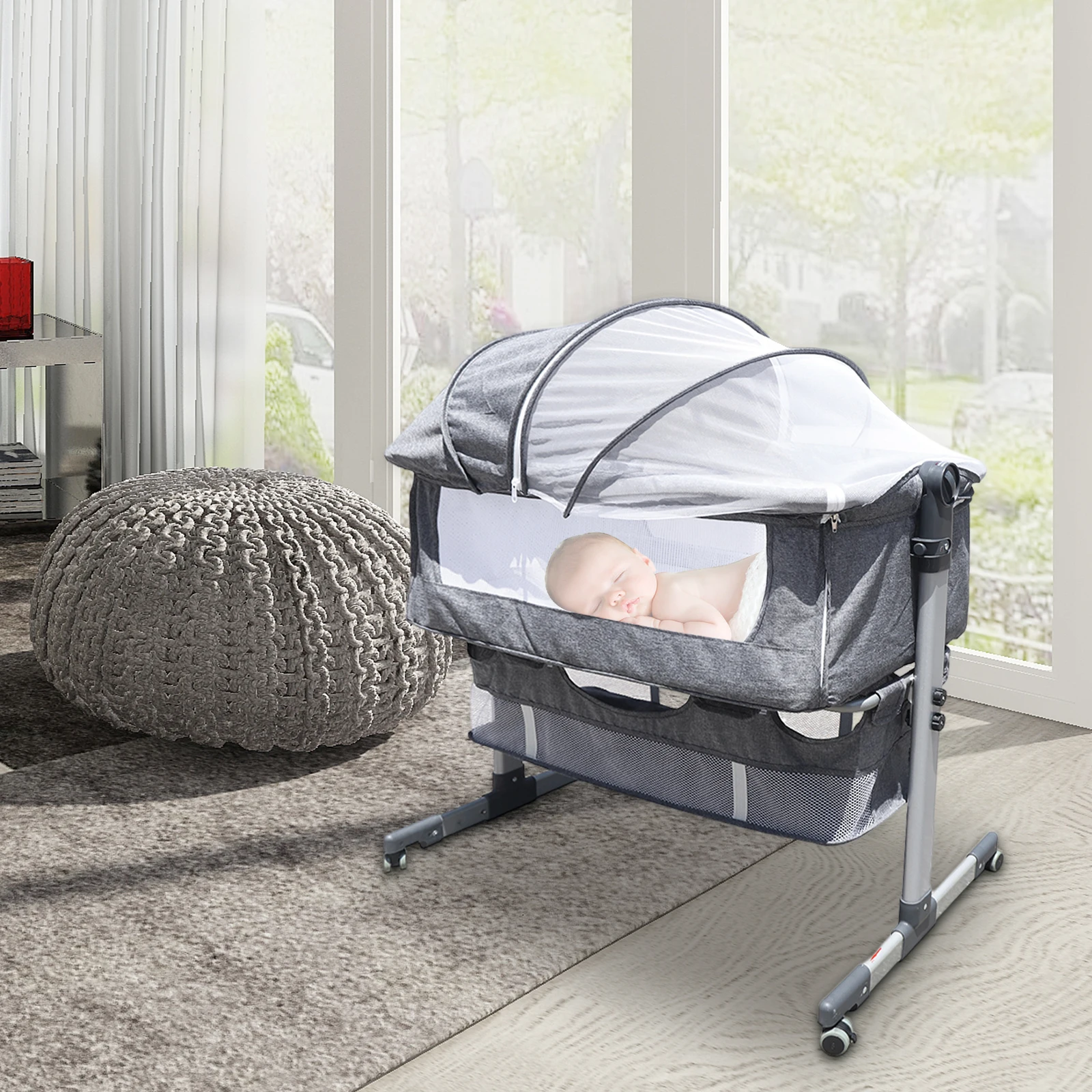 Baby-Newborn-Bassinet-Bedside-Crib-Infant-Sleeper-Bed-Cradle-Gray ...