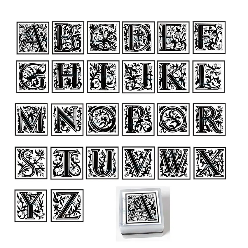 Customizable Self-Inking Stamp with Initials A-Z Photosensitive First ...