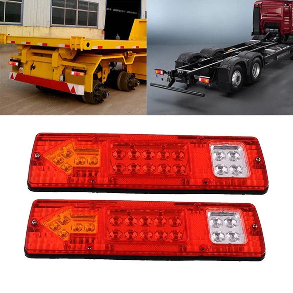 1 Pair 12v Led Rear Tail Lights Lamp 19led 5 Function For Trailer Truck ...