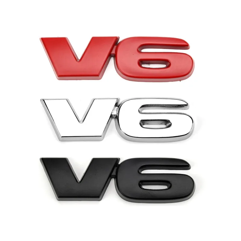 Metal Car Sticker Auto Styling Metal V6 Engine Logo Emblem Trunk Sport ...