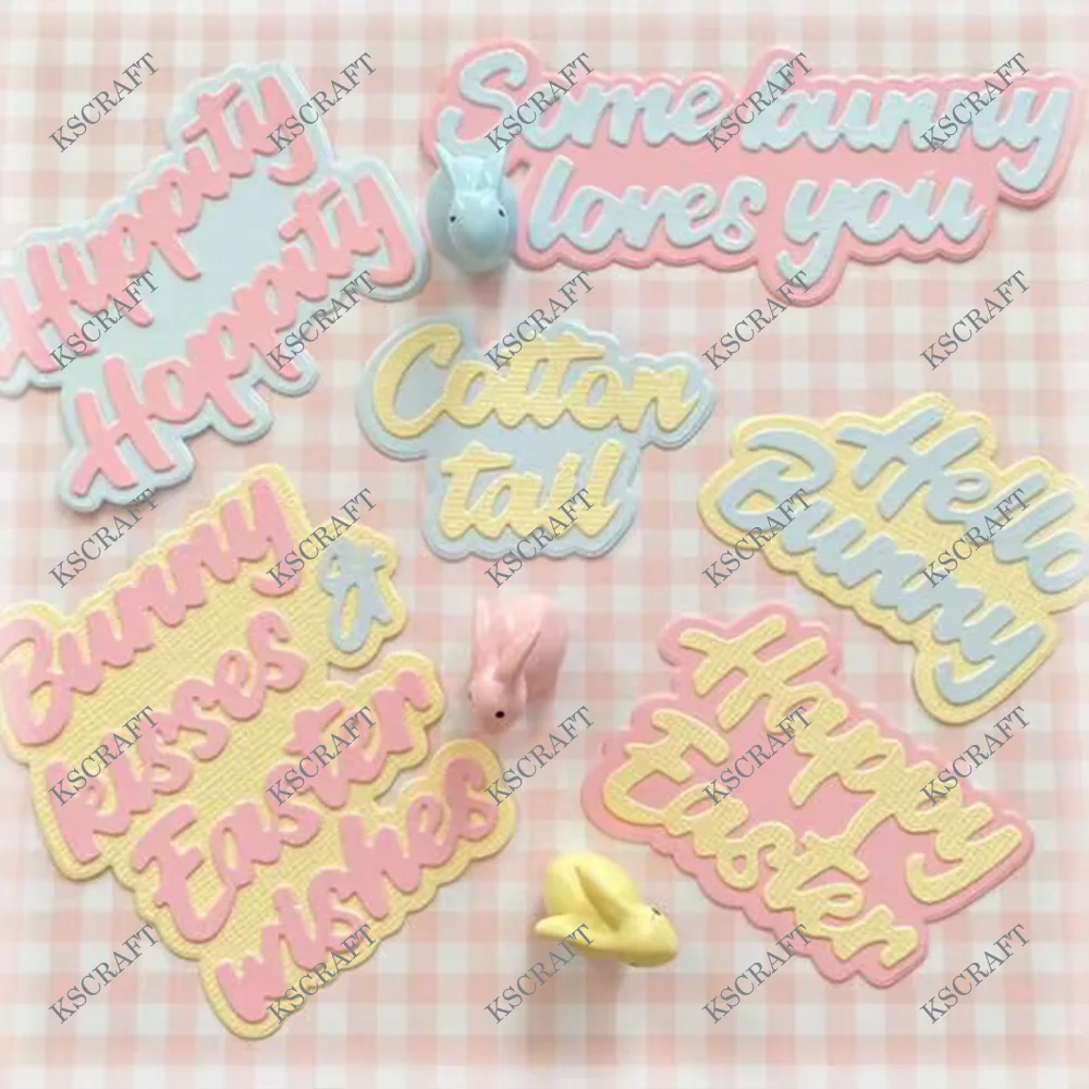 KSCRAFT 2025 Easter Sentiments Cutting Dies Stencils for DIY ...