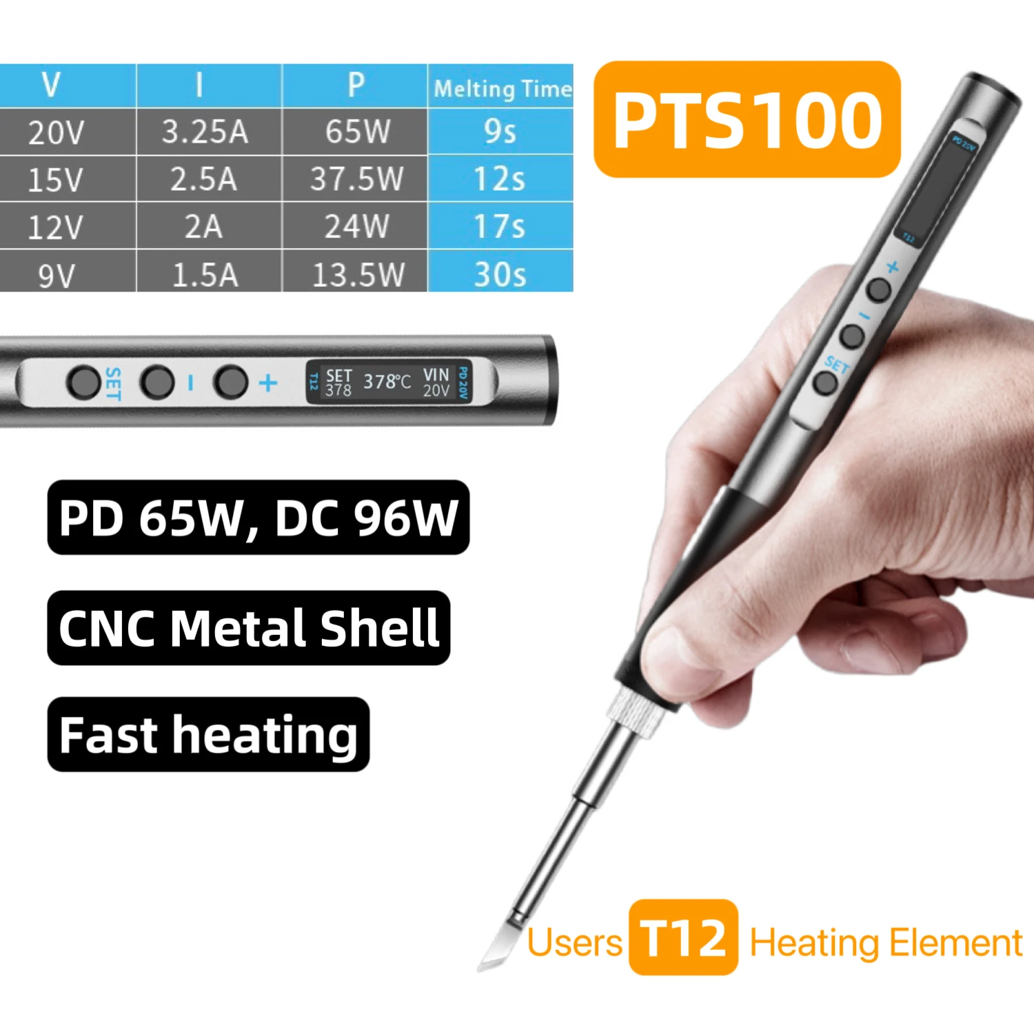 PTS100-T12-PD-5-20V-65W-Portable-Electric-Soldering-Iron-CNC-Metal-Body ...