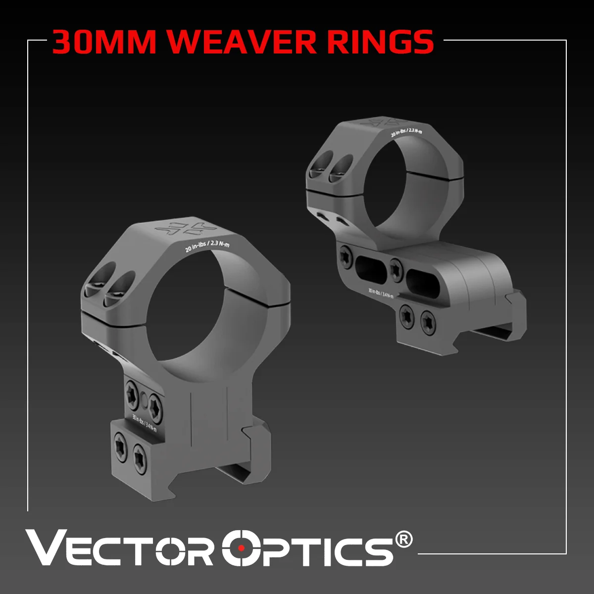 Vector Optics 30mm Adjustable 35-41 mm Cantilever Weaver Rings fit ...