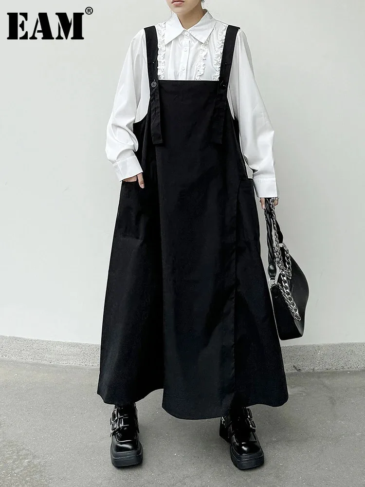 EAM-Women-Army-Green-Pocket-Big-Size-Casual-Strap-Dress-New-Square ...