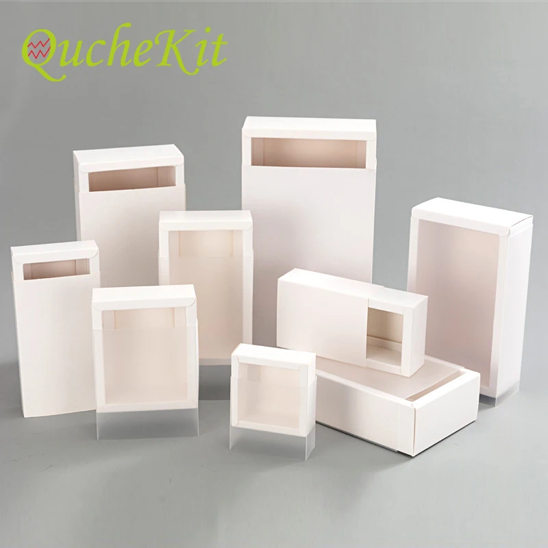 5Pcs-Packing-Box-Transparent-PVC-Window-White-Cardboard-Display-Gift ...