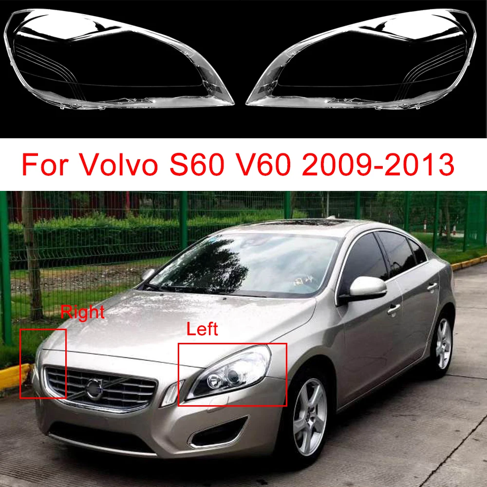 For-Volvo-S60-V60-2009-2013-Headlamp-Lens-Transparent-Gass-Lampshades ...