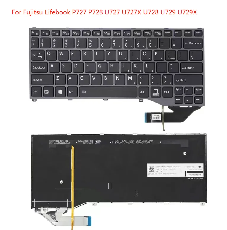 LARHON-New-Black-Backlit-US-English-Keyboard-Gray-Frame-For-Fujitsu ...