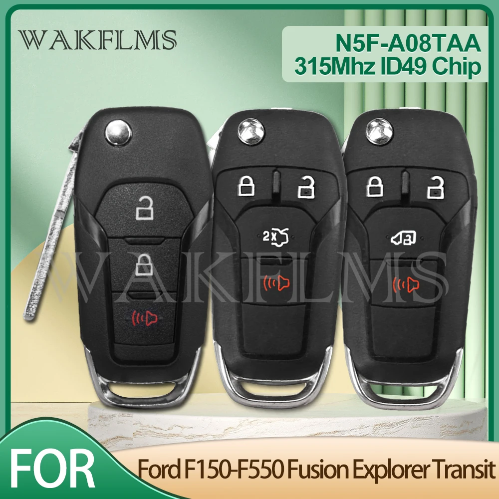 315MHz-49-Chip-HU101-Flip-Remote-Key-For-Ford-Fusion-F150-F550-Transit ...
