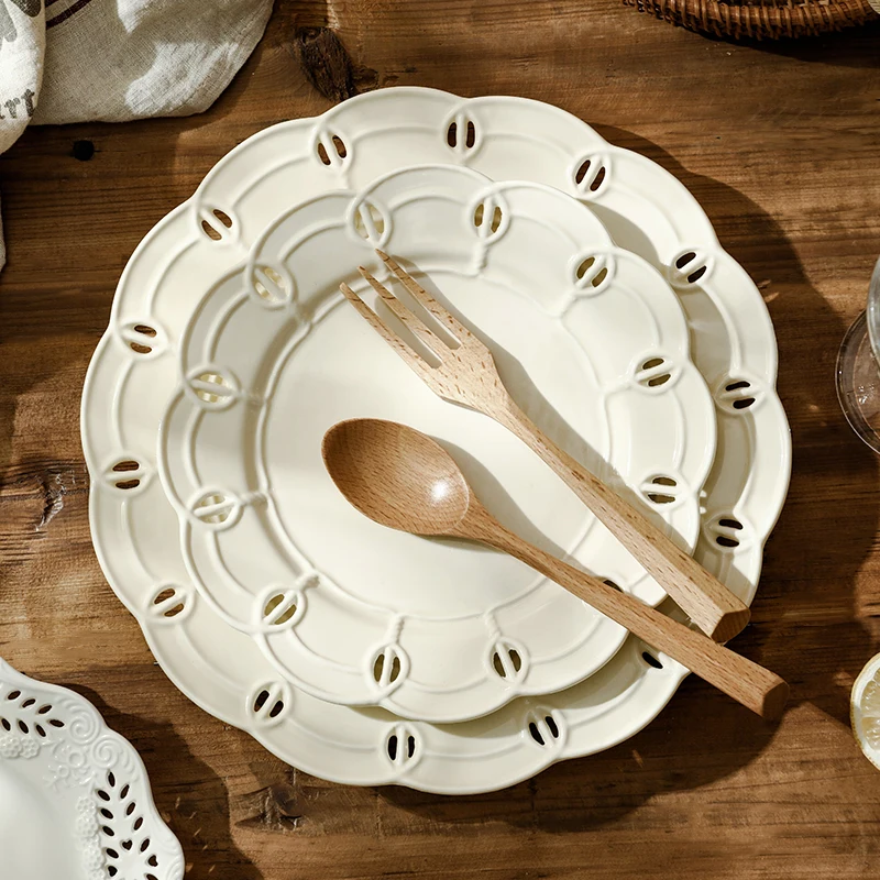 European Ceramic Plate Retro Palace Relief Afternoon Tea Dessert Plates ...