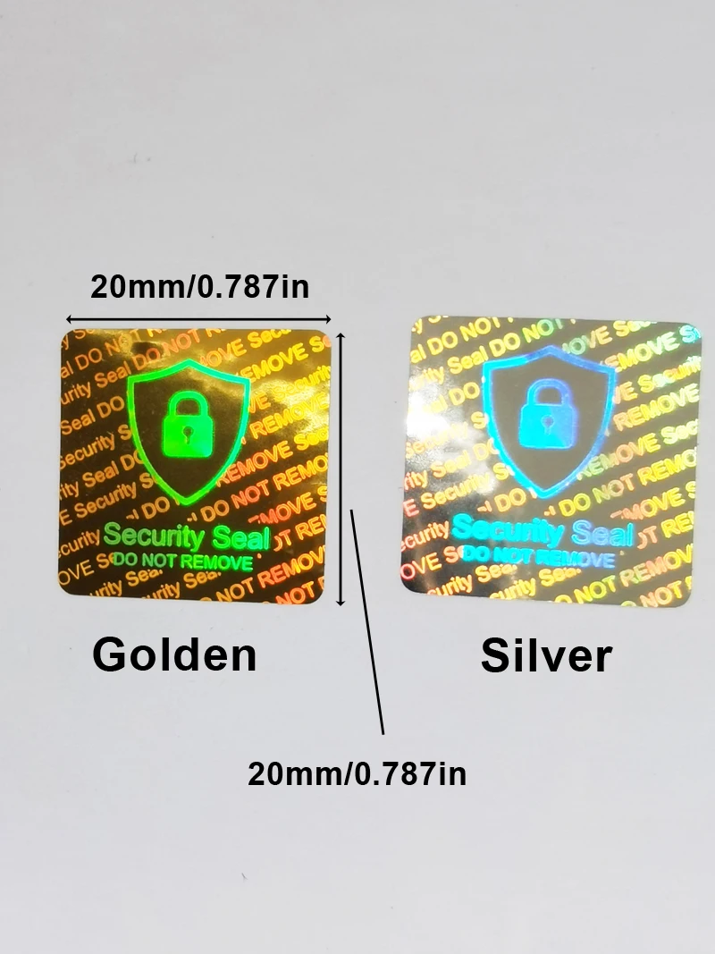 290pcs-20x20mm-Square-Gold-Silver-Holographic-Security-Seal-Sticker-Do ...