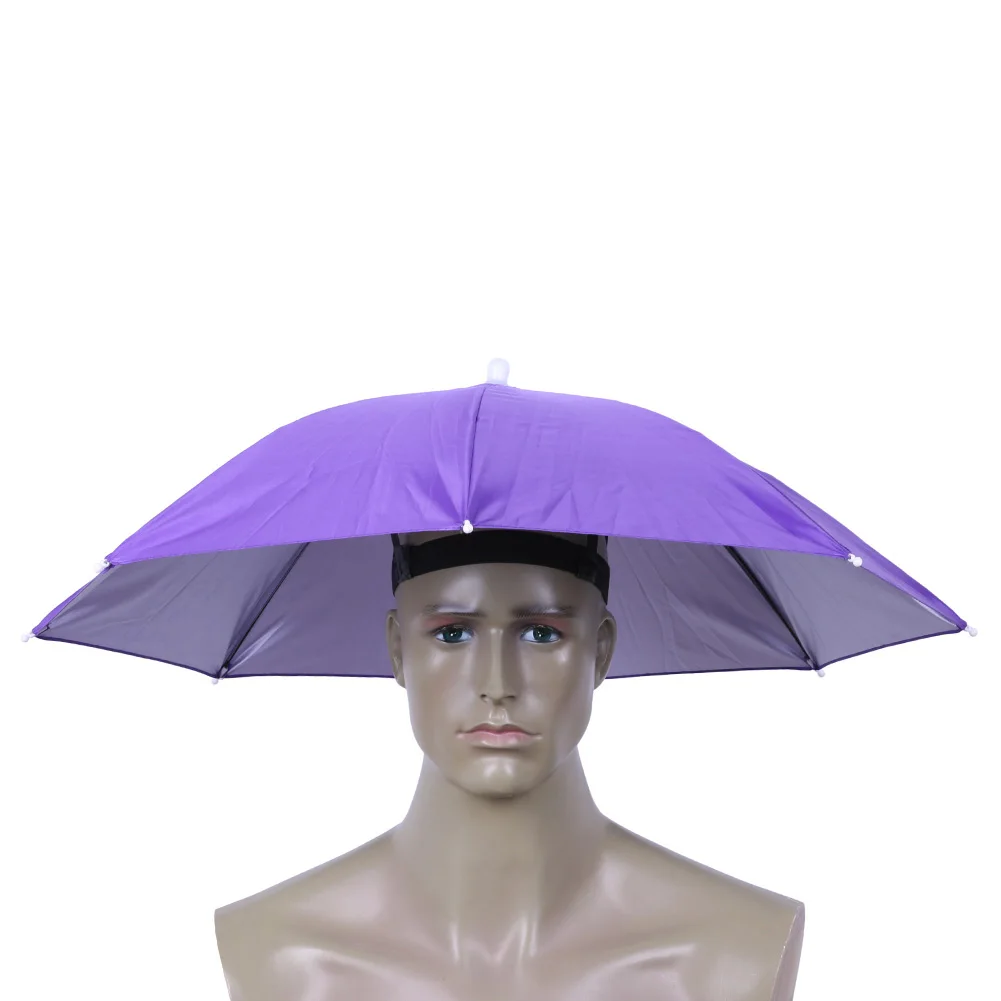 Head Umbrella with Elastic Band Anti-Rain Headwear Brolly Cap ...