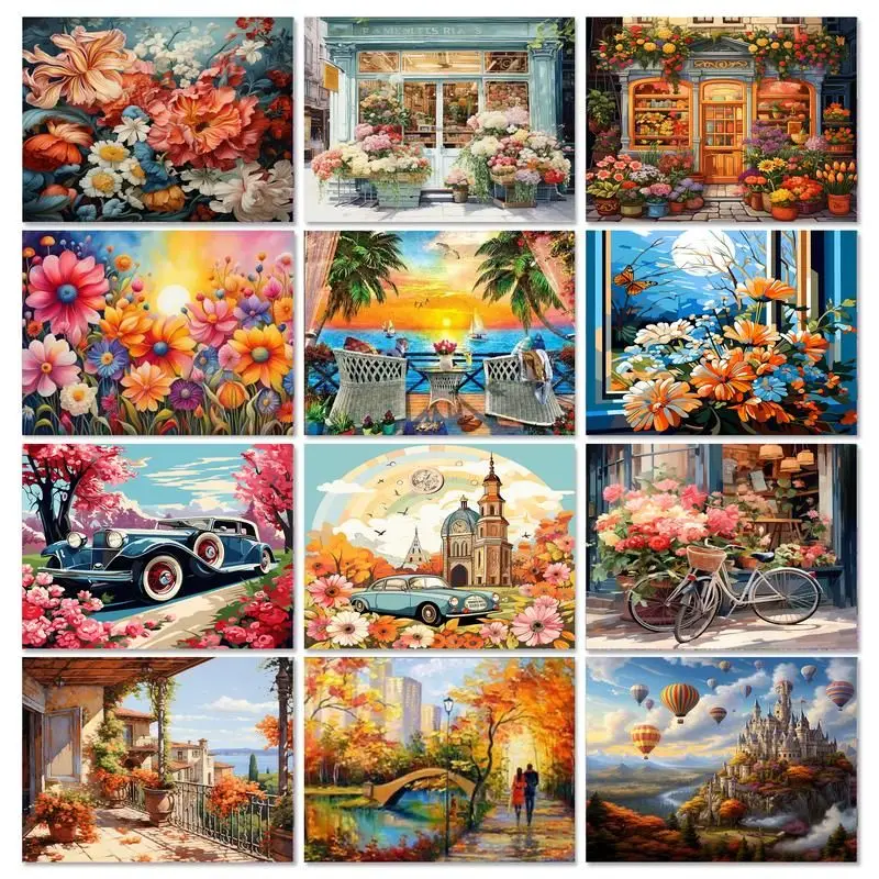 GATYZTORY-Frame-DIY-Painting-By-Numbers-Flowers-Scenery-Hand-Paint-By ...