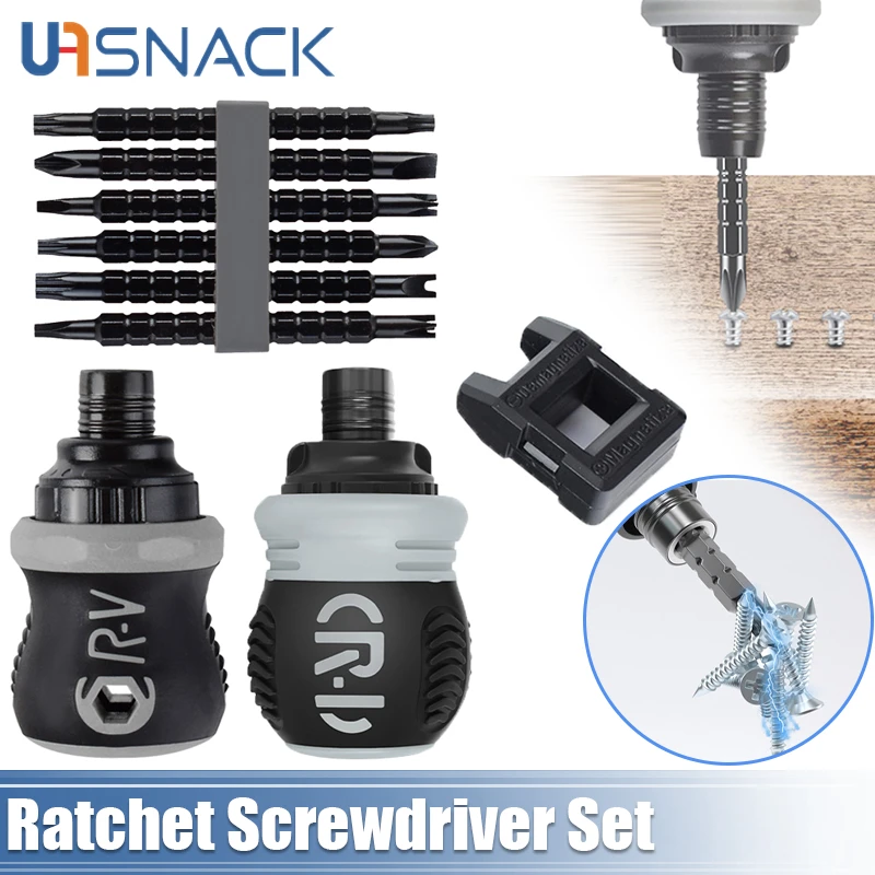 13 In 1 Ratchet Screwdriver Rotating Handle Set Detachable Crv Magnetic ...