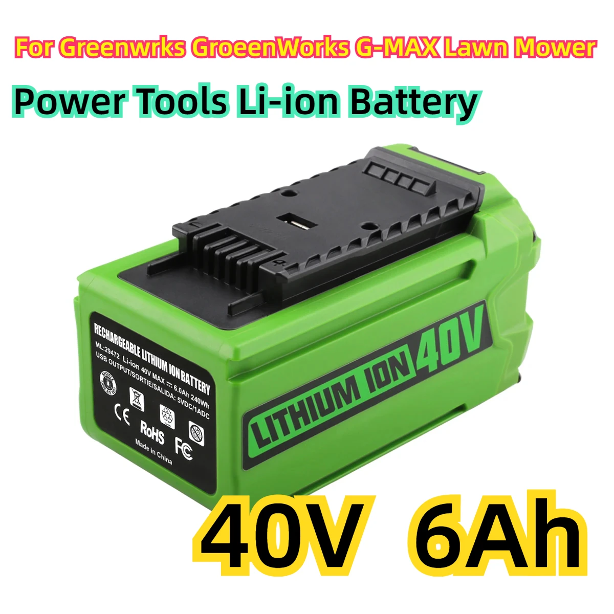 40V-Batteries-6Ah-for-Greenwrks-GroeenWorks-G-MAX-Lawn-Mower-Power ...