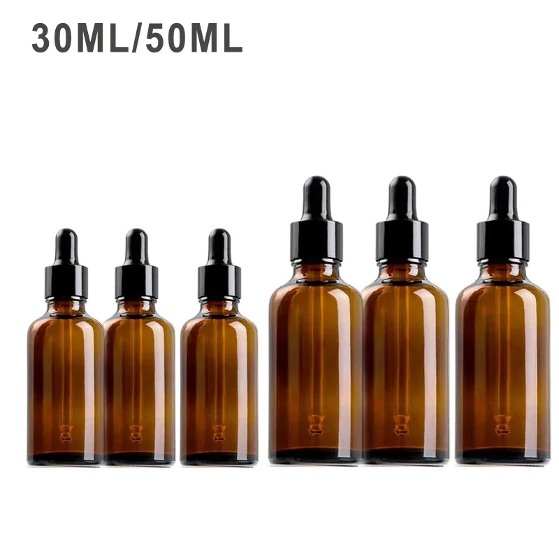 14-28PCS-30-50ml-Essential-Oil-Glass-Aromatherapy-Liquid-Brown-Drop ...