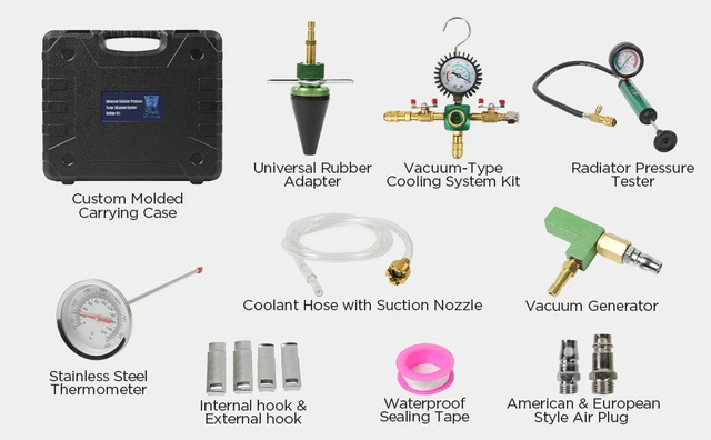 Coolant Bleeder Kit Vacuum Pump Universal Radiator Pressure Tester ...