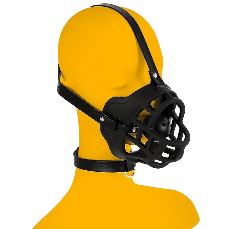 Leather-Bdsm-Mask-Soft-Silicone-Dog-Muzzle-Head-Face-Bondage-Harness ...