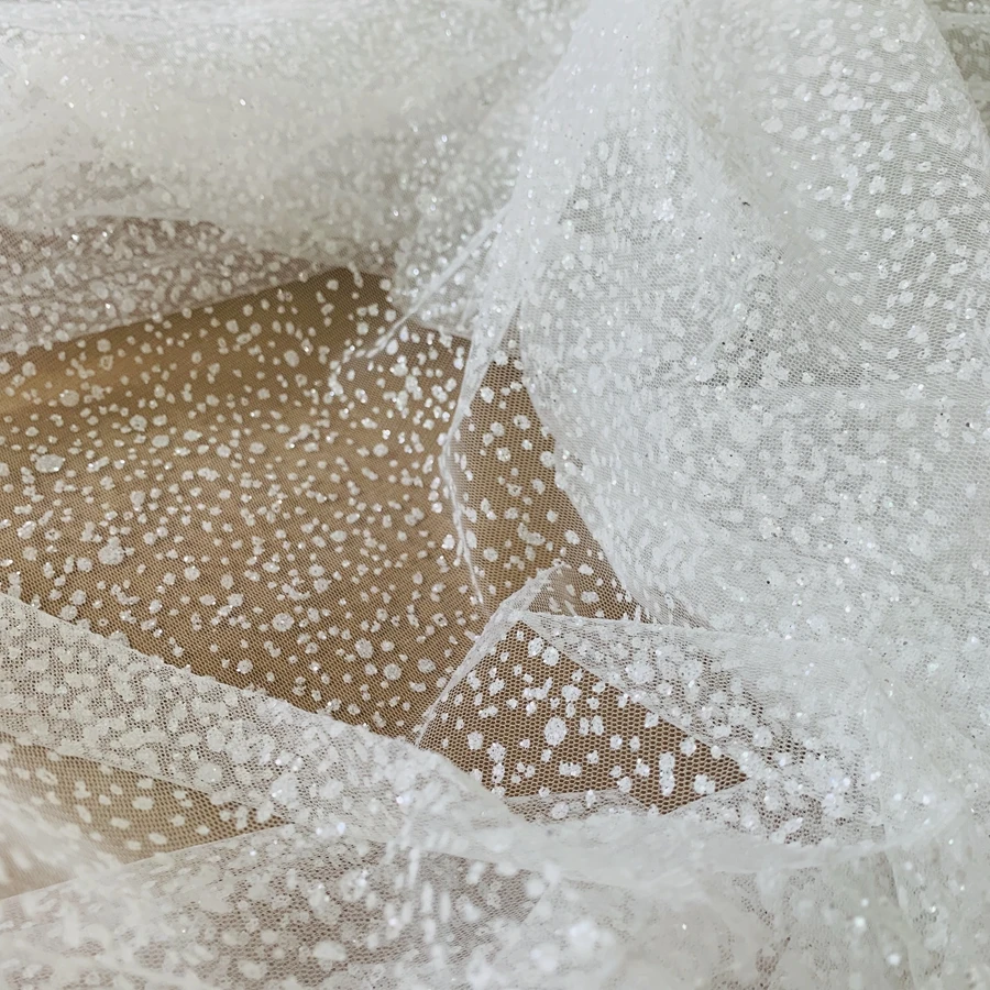 Glitters Lace Fabric Net Tulle Mesh Lace With Glitters Powder Shiny Off ...