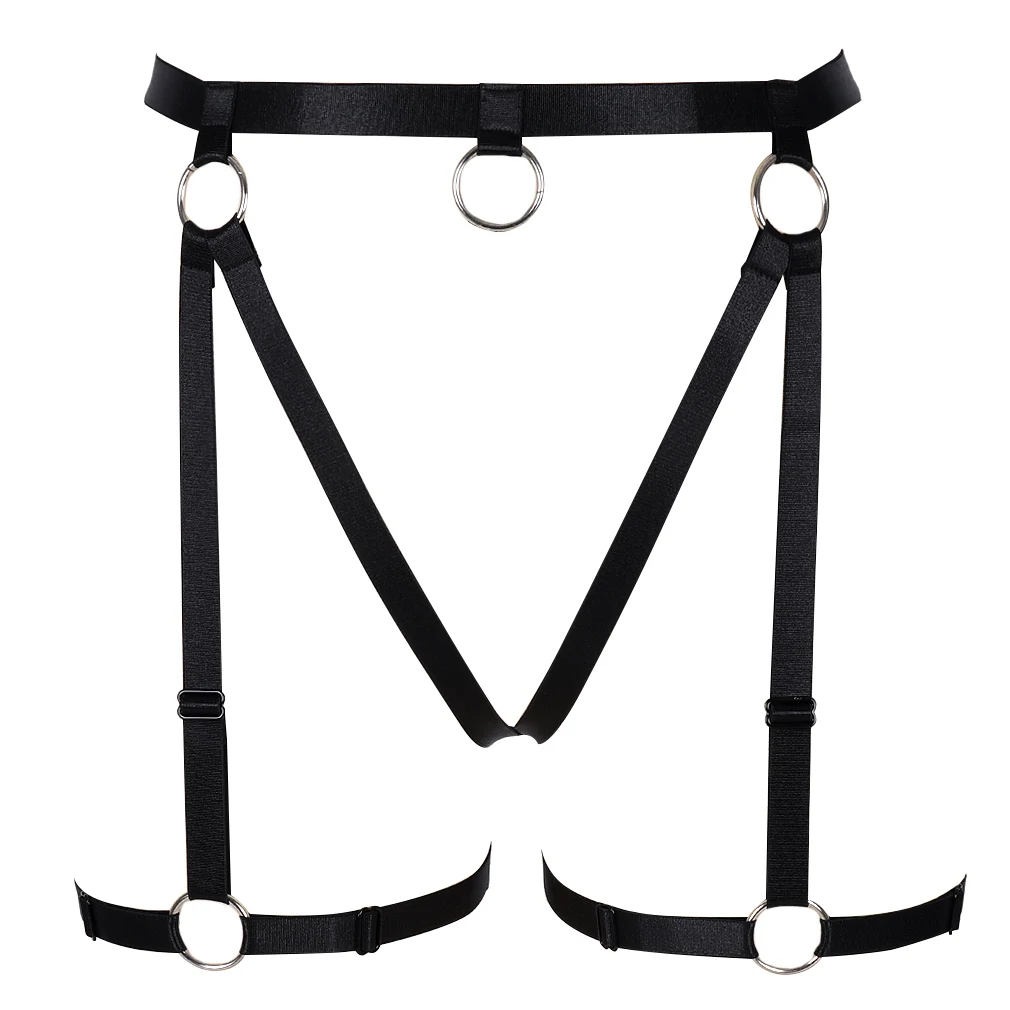 Fetish-Leg-Stocking-Garters-Elastic-Black-Bottom-Harness-Goth-Bondage ...