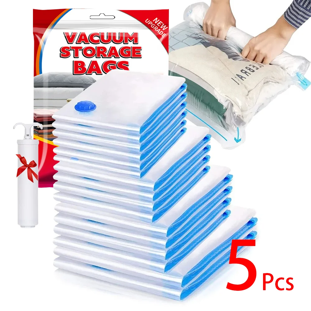 5Pcs-Vacuum-Storage-Bags-Travel-Compression-Seal-Bag-Transparent-Space ...
