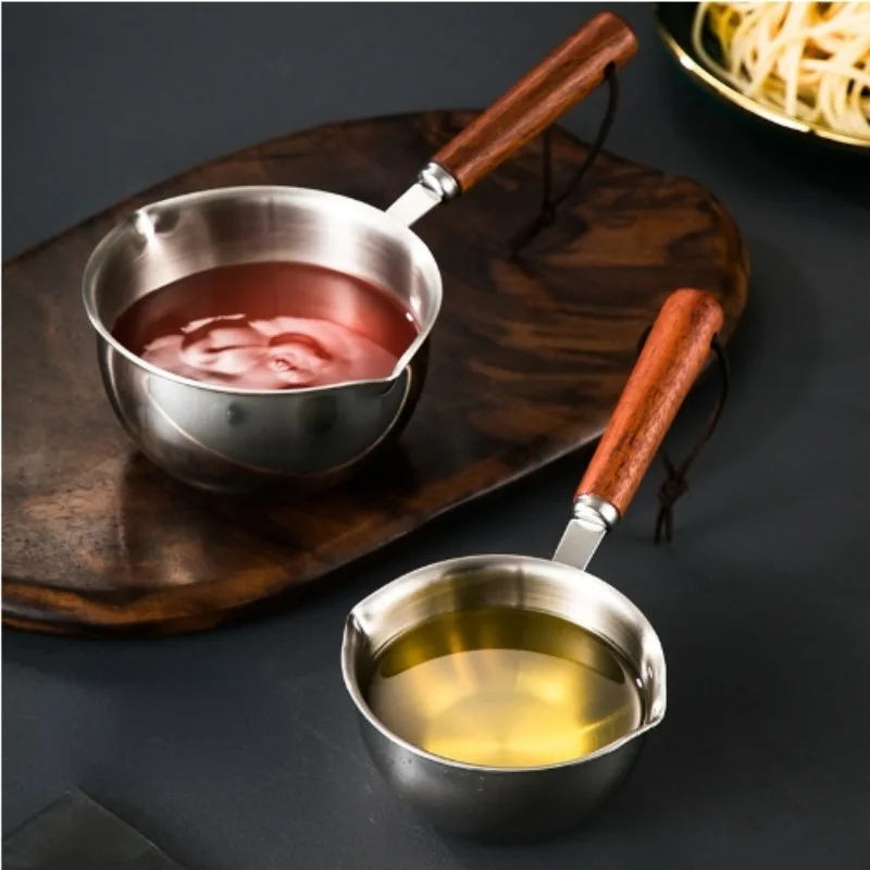 304-Stainless-Steel-Mini-Milk-Pan-Hot-Oil-Pot-Small-Skillet-with-Wood ...