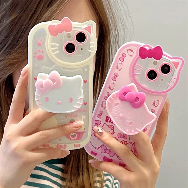 Orijinal Sanrio Hello Kitty standı telefon kılıfı için iPhone 14 11 13 ...