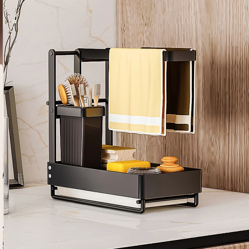 No-Hole-Kitchen-Storage-Rag-Rack-Shelf-Storage-Rack-Countertop-Foldable ...