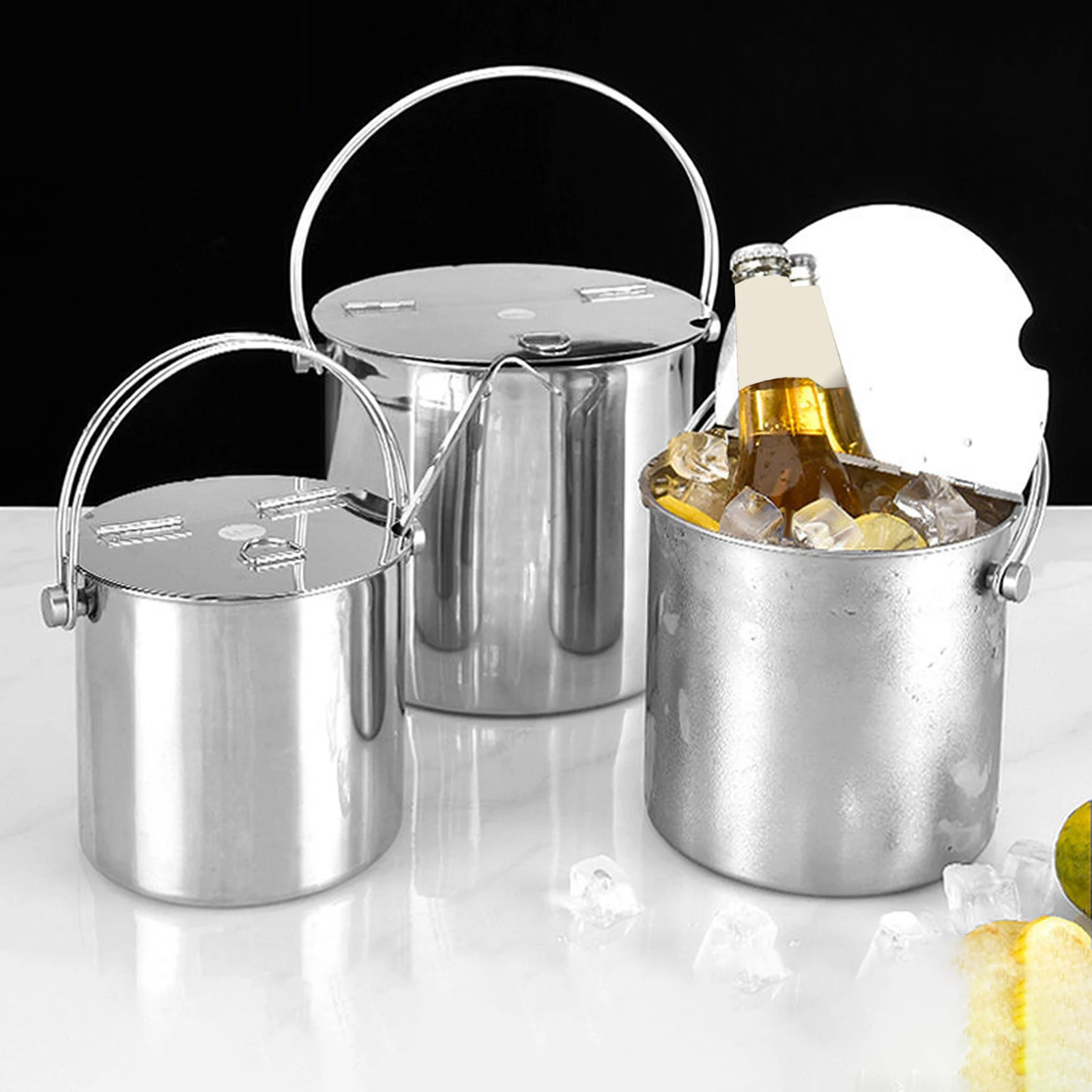 Ice-Bucket-with-Lid-Stainless-Steel-Ice-Bucket-Double-Walled-Beverage ...