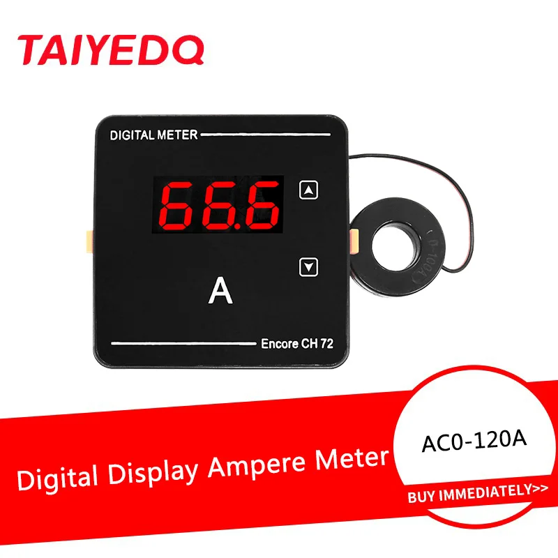 Square-AC0-120A-Digital-Display-Ampere-Meter-72-72mm-Ammeter-CH72 ...