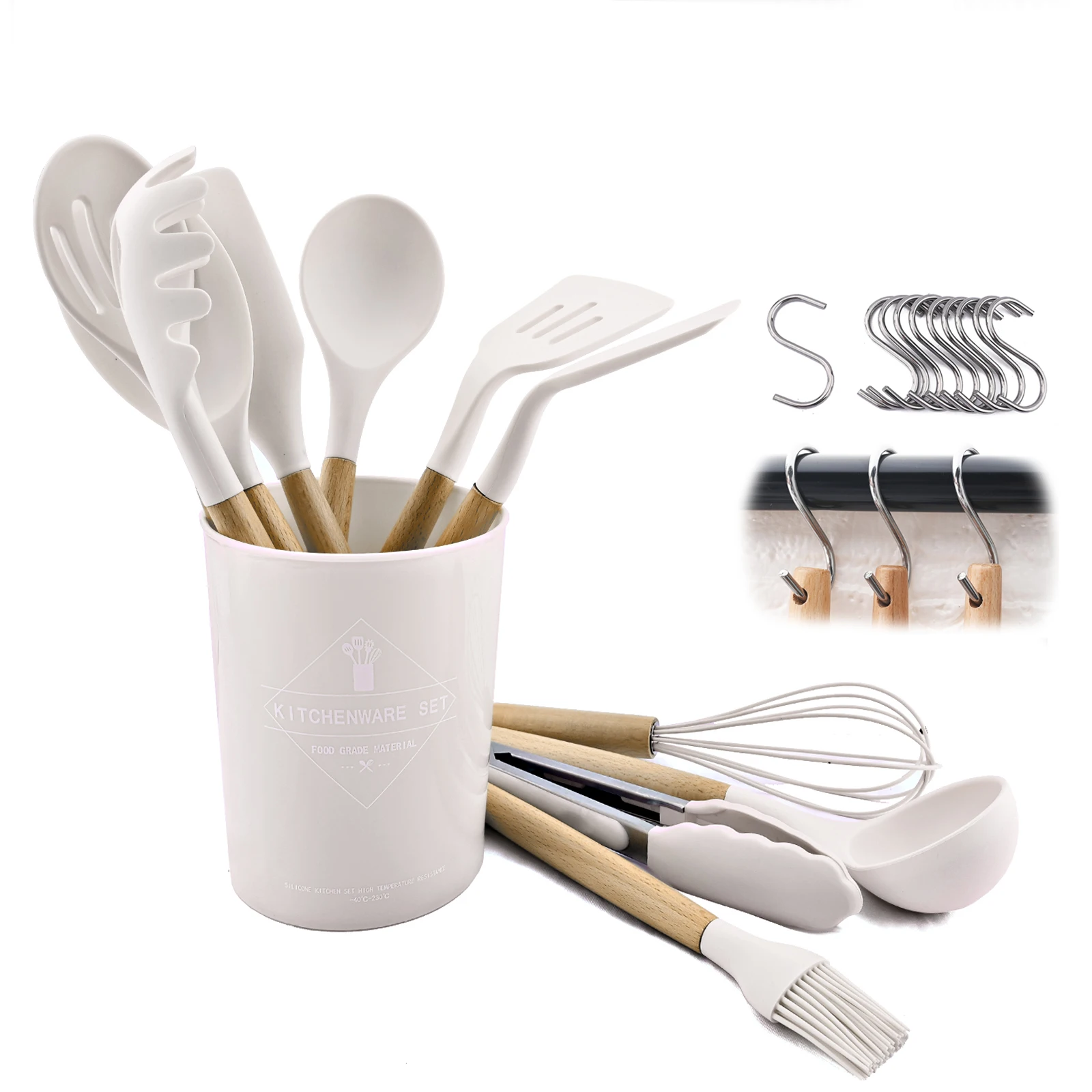 Silicone Branco Utensílios De Cozinha Conjunto De Utensílios De Cozinha ...