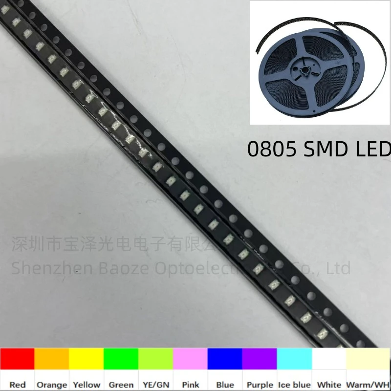 500PCS 0805 SMD LED 2.0*1.2mm High brightness Red Orange Yellow Green ...