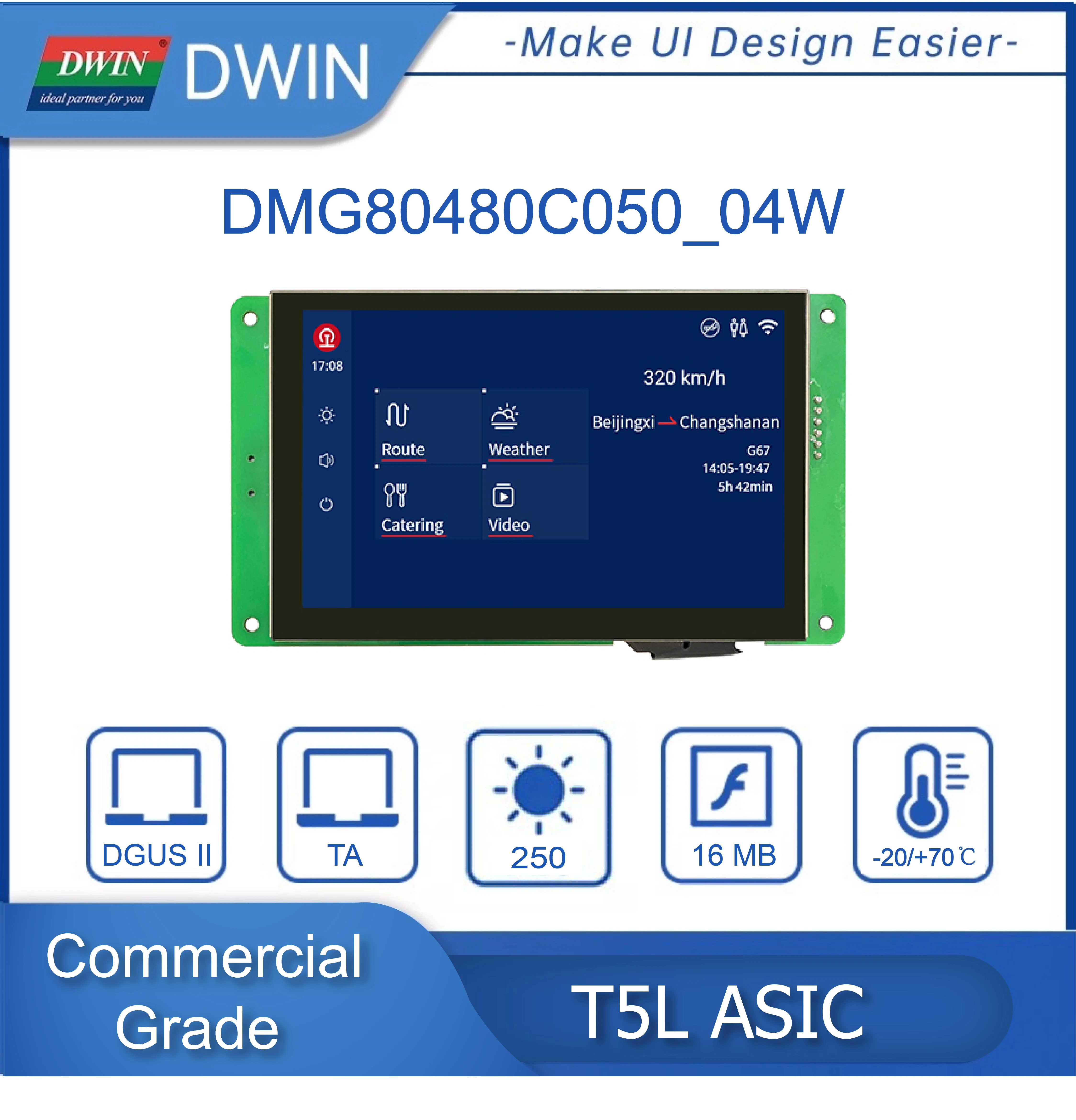 DWIN 5 Inch Hot Sale 800*480 Arduino Display RS232/TTL HMI Consumer Touch Panel ESP32 Screen,LCD ...