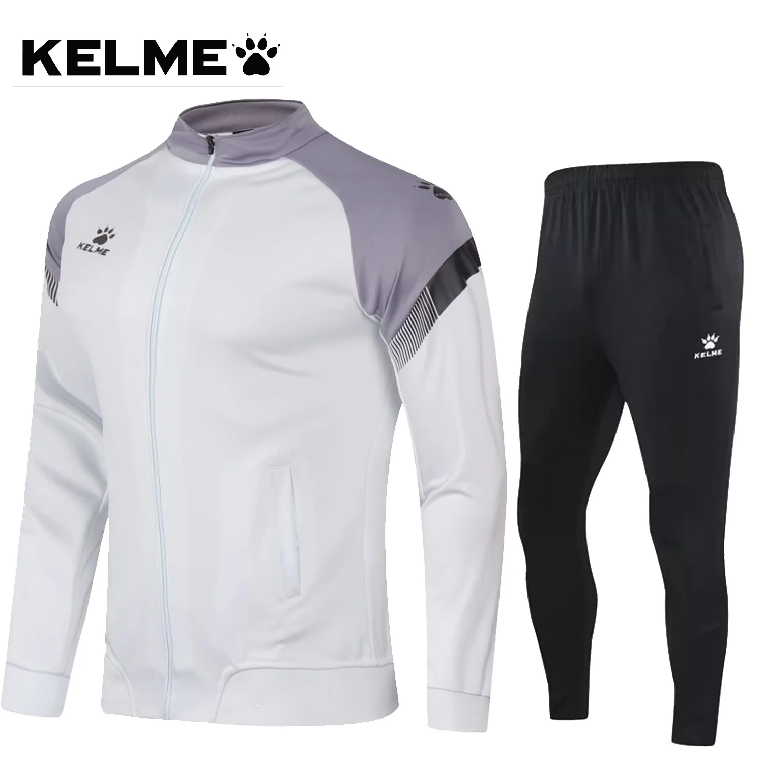 KELME Football Uniform Training Suit Sports Jacket Zip Long Sleeve Coat Trousers Fitness Clothes ...