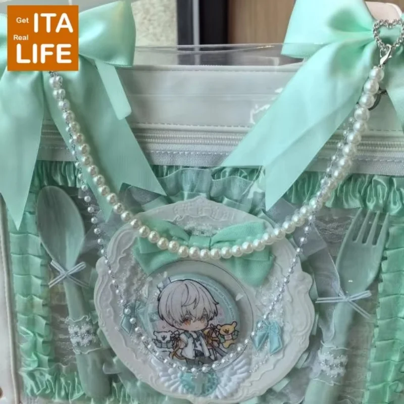 Italife White Ita Bag Charm Pearls Chain for Women Anime Pin Badge ...