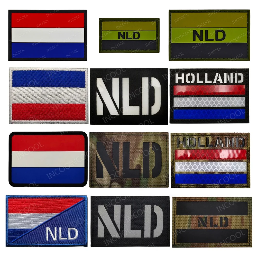 Netherlands-Flag-Embroidered-IR-Reflective-PVC-Rubber-Holland-Nederlanden-Flags-Patches-Emblem ...
