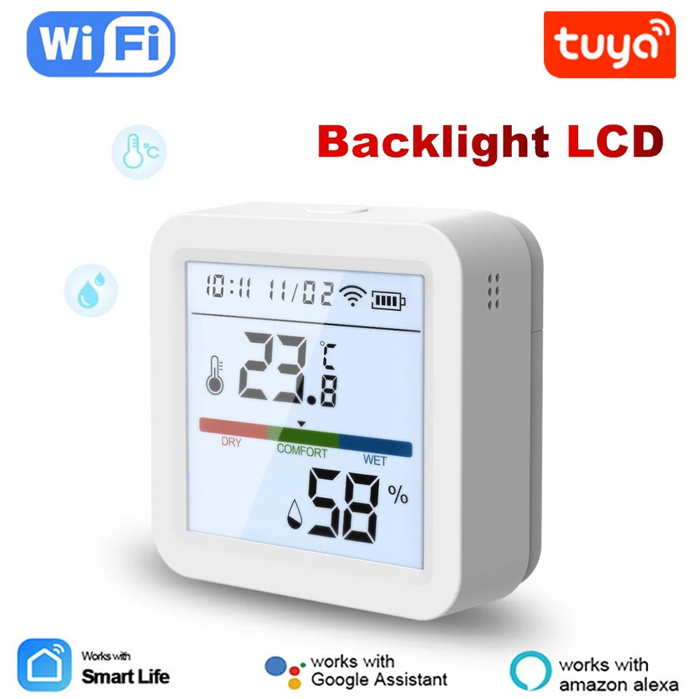 Tuya Smart WIFI Temperature And Humidity Sensor Indoor Hygrometer Thermometer With LCD Display ...