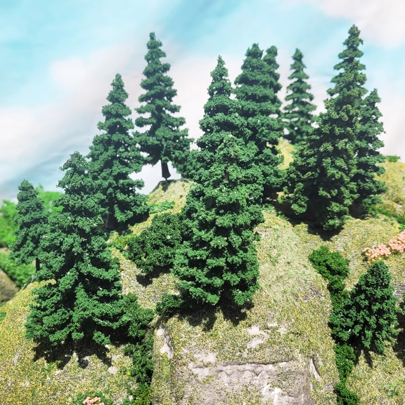 5pcs-Model-Pine-Tree-Model-Dark-Green-Tree-Model-Train-Railway-Layout ...