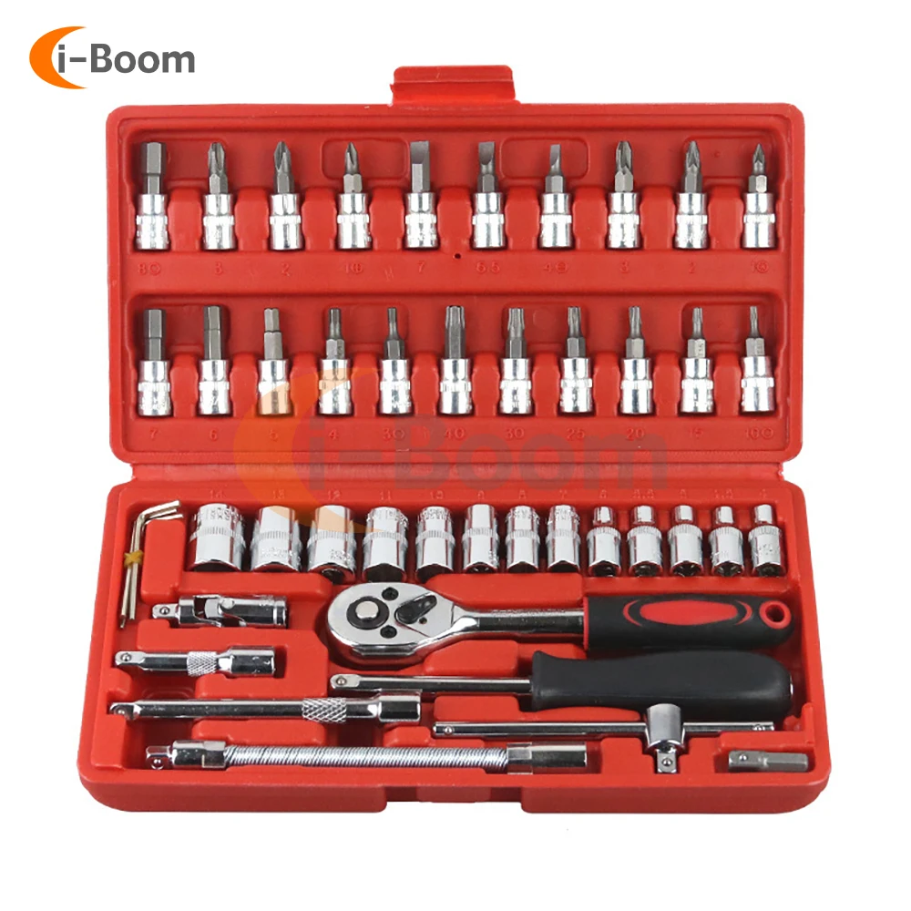 46-in-1-Ratchet-Wrench-Set-With-Socket-Accessories-Screwdriver-Bits-Torque-Wrench-Household ...