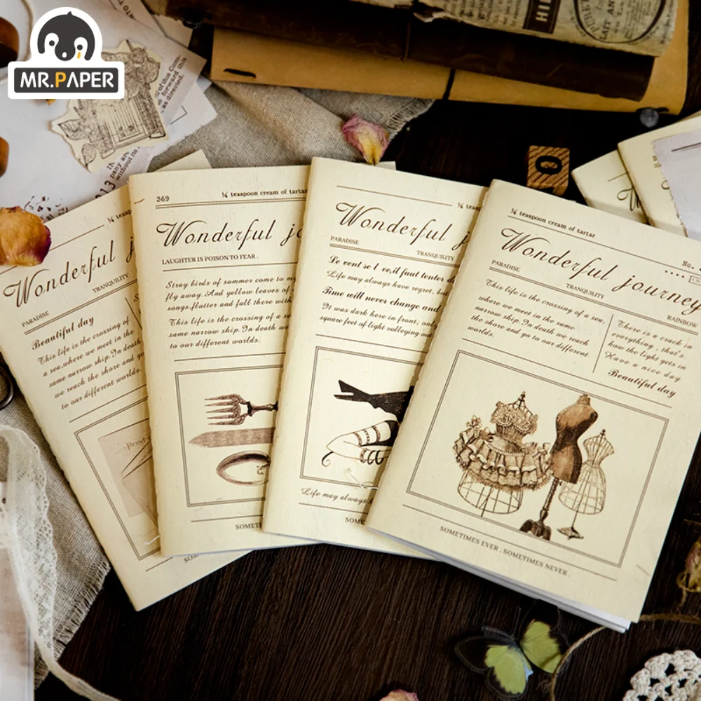 Mr-Paper-4-Styles-30-Sheets-book-32k-Car-Line-Notebook-Vintage-Literary-Simplicity-Handbook ...