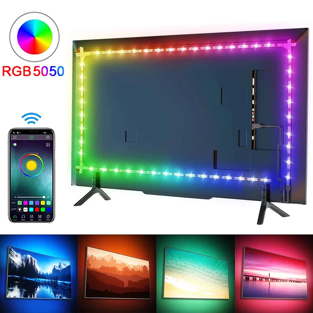 5050-Usb-Bluetooth-App-Rgb-Led-Strip-Lights-Led-Lights-For-Room-Neon ...