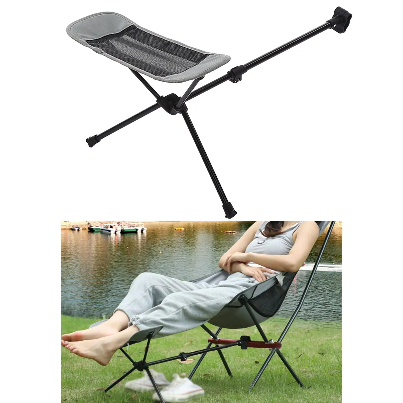 Portable Folding Chair Footrest Aluminum Alloy Folding Hiking Footstool ...
