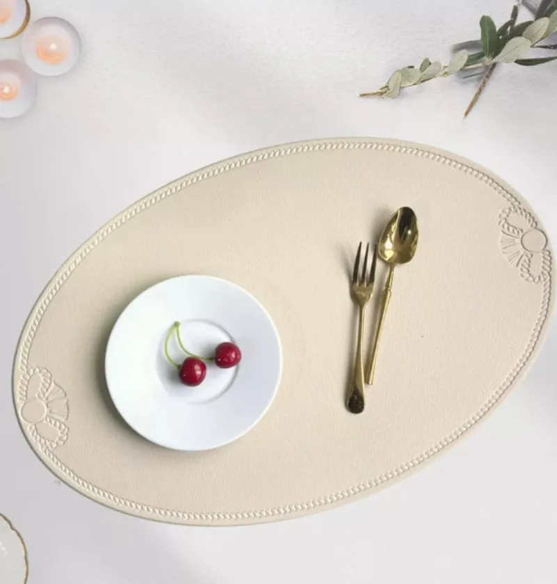 Leather-Placemat-Tableware-Pad-Irregular-Retro-Grey-Table-Mat-Heat ...