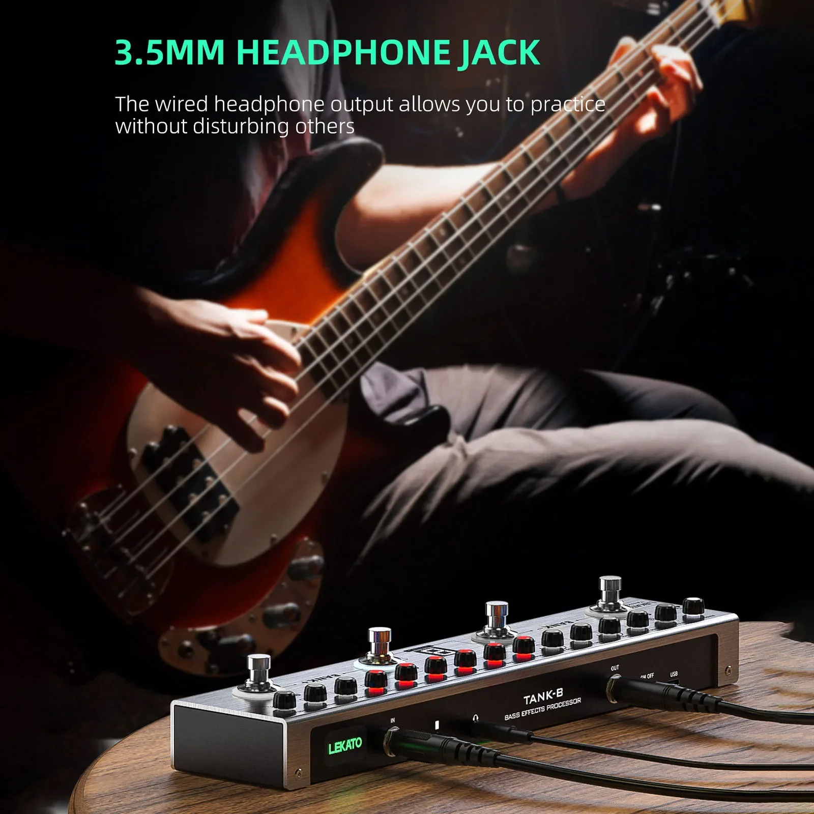 Pedal multiefeitos Lekato Bass com 36 predefinições, 4 módulos ...