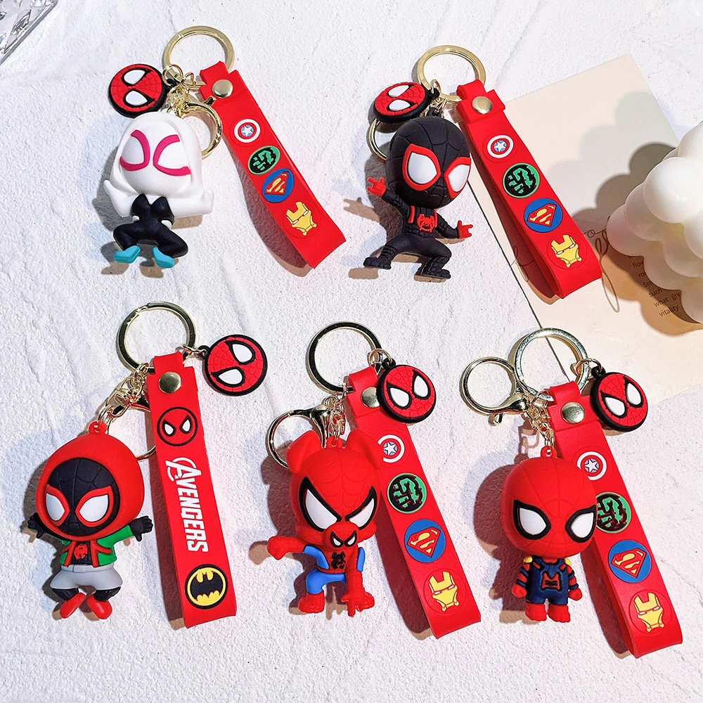 Cute-Cartoon-Spiderman-Silicone-Keychains-Marvel-Superhero-Pendant ...