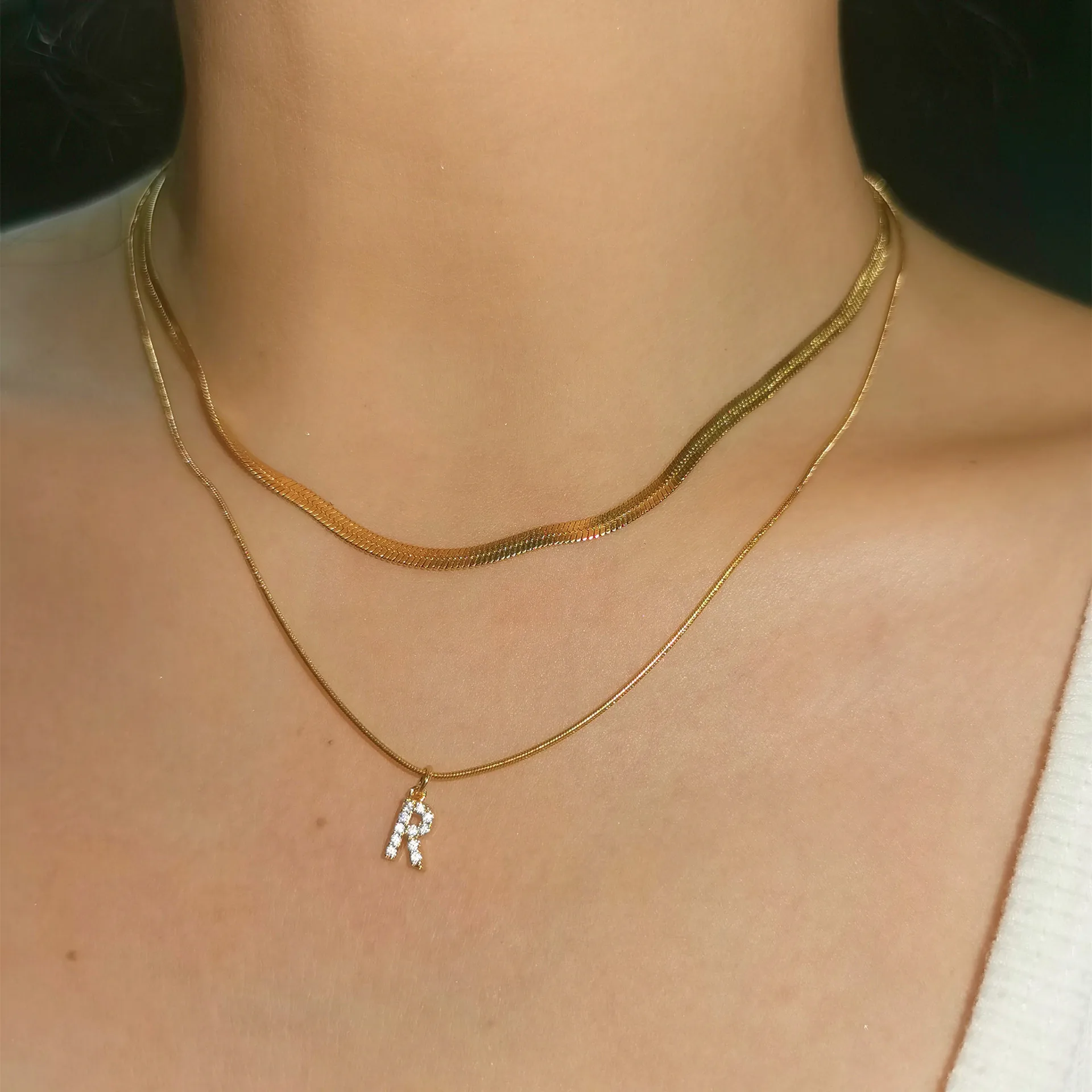 A-z Tiny Women Initial Necklace,small Bling Letter Girl Chain Choker ...